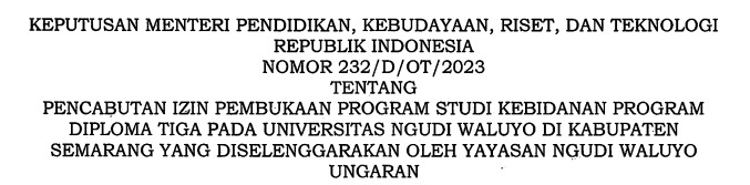 Penutupan Program Studi Kebidanan Program Diploma Tiga